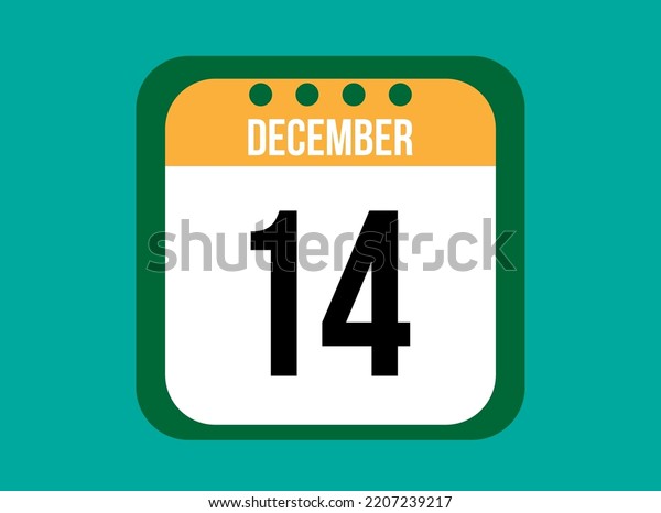14 December Orange Calendar Vector December Stock Vector (Royalty Free ...