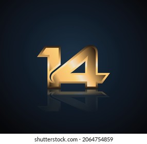 14 Gold 3d Number Logo Dark Stock Vector (Royalty Free) 2064754859 ...