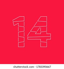 14 Number Font Line Stroke Modern Stock Vector (Royalty Free ...