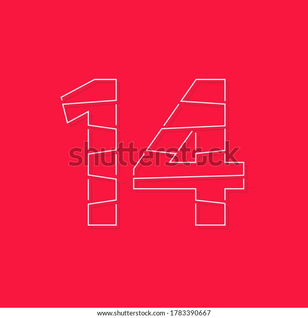 14 Number Font Line Stroke Modern Stock Vector (Royalty Free ...
