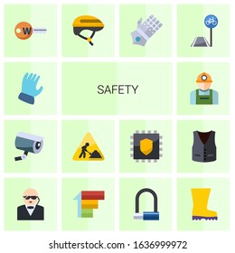 14 Safety Flat Icons Set Isolated Stock Vector (Royalty Free ...