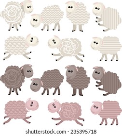 14 Stylized Sheep Isolated On White Stock Vector (Royalty Free ...