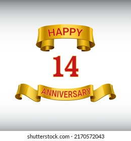 14 Years Anniversary Logo Template Red Stock Vector (Royalty Free ...