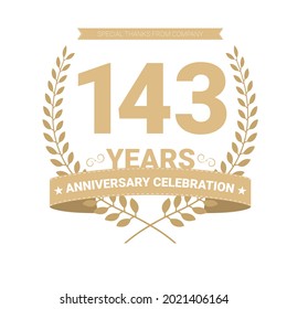 143 Years Anniversary Vector Icon Logo Stock Vector (Royalty Free ...