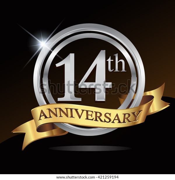14th Anniversary Logo Shiny Silver Ring Stock Vector (Royalty Free ...