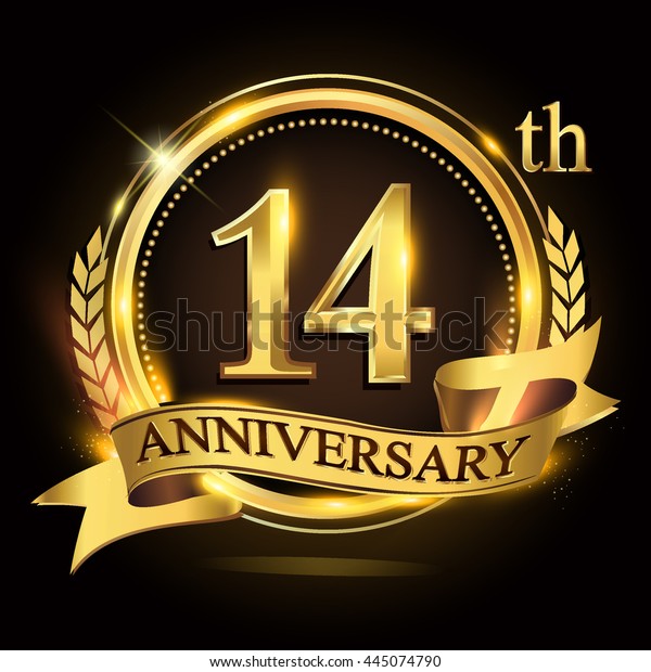 14th Golden Anniversary Logo Ring Ribbon Stock Vector (Royalty Free ...