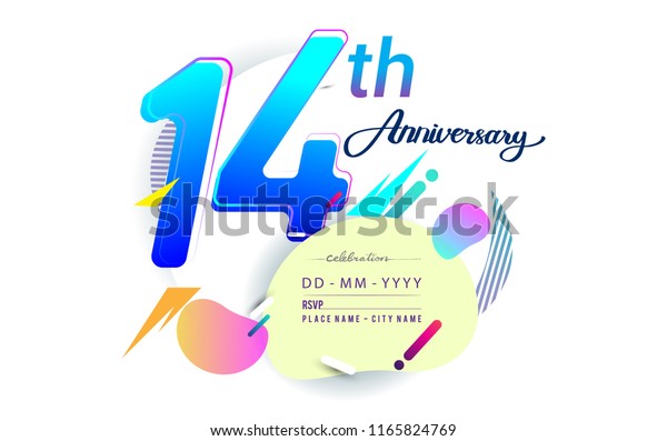 14th Years Anniversary Logo Vector Design Stock Vector (Royalty Free ...