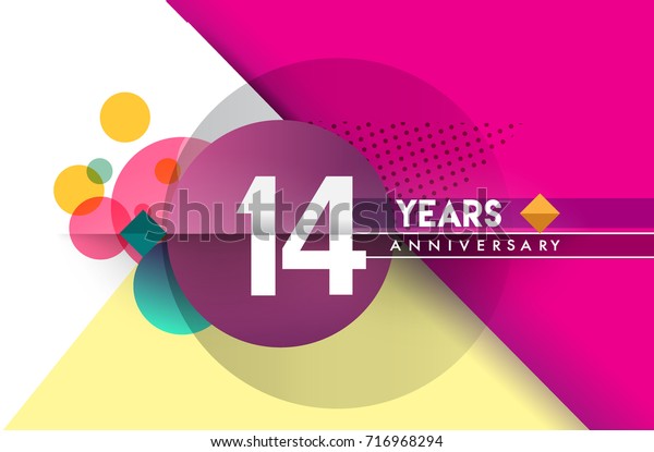 14th Years Anniversary Logo Vector Design Stock Vector (Royalty Free ...