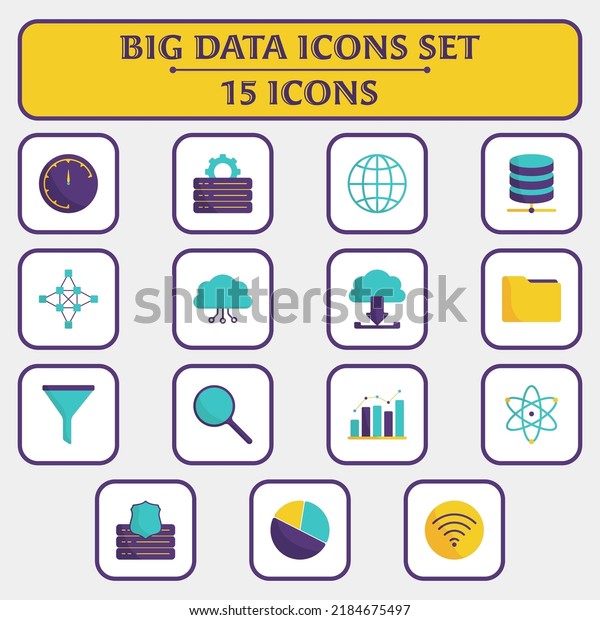 15 Big Data Colorful Icon Set Stock Vector (Royalty Free) 2184675497 ...