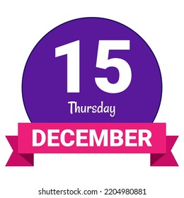 15 December Thursday Date Template Useful Stock Vector (Royalty Free ...