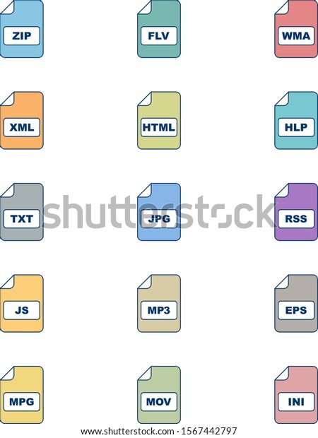 15 Icon Set File Formats Personal Stock Vector (Royalty Free) 1567442797