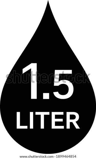 Icono de 1,5 litros, volumen de líquido en litros, gota de líquido ...