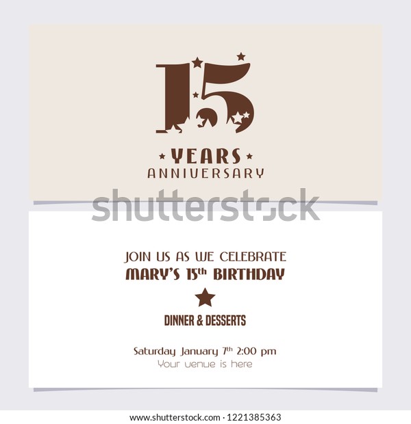 15 Years Anniversary Invitation Vector Illustration Stock Vector ...