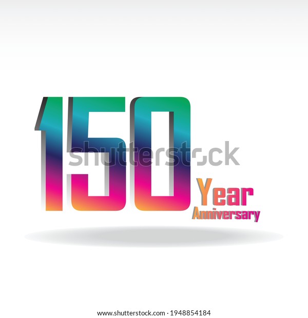 150 Year Anniversary Celebration Rainbow Color Stock Vector (Royalty ...