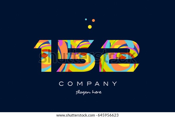 152 Number Digit Numeral Logo Colored: vector de stock (libre de ...