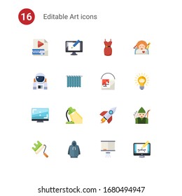 16 Art Flat Icons Set Isolated Stock Vector (Royalty Free) 1680494947 ...