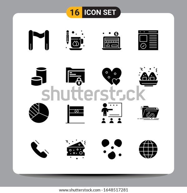16 Black Icon Pack Glyph Symbols Stock Vector (Royalty Free) 1648517281
