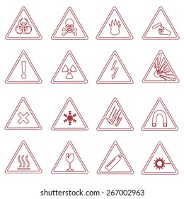16 Various Danger Signs Types Outline Stock Vector (Royalty Free ...