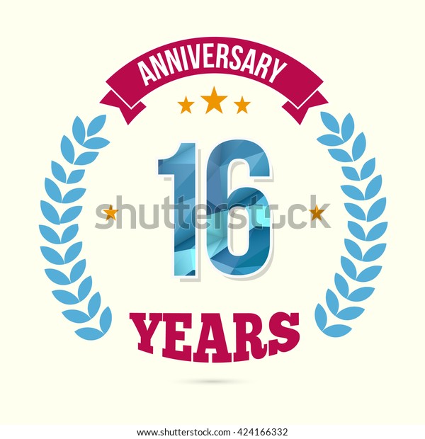 16 Years Anniversary Low Poly Design Stock Vector (Royalty Free) 424166332