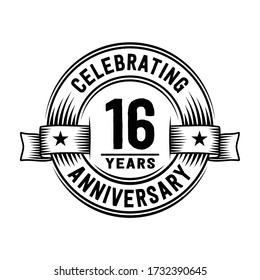 16 Years Logo Design Template 16th Stock Vector (Royalty Free ...