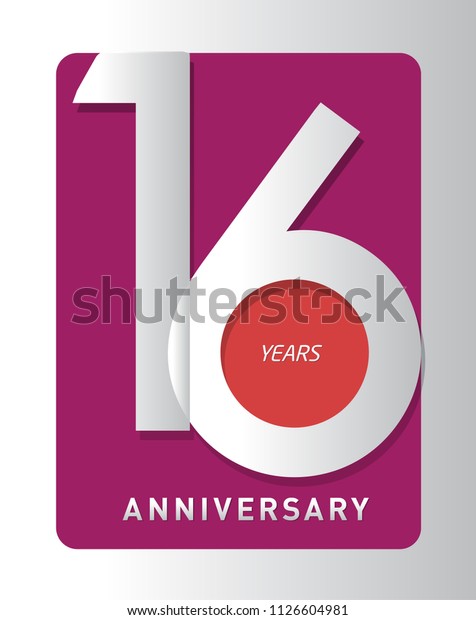 16 Years Old Celebrating Modern Logo Stock Vector (Royalty Free) 1126604981