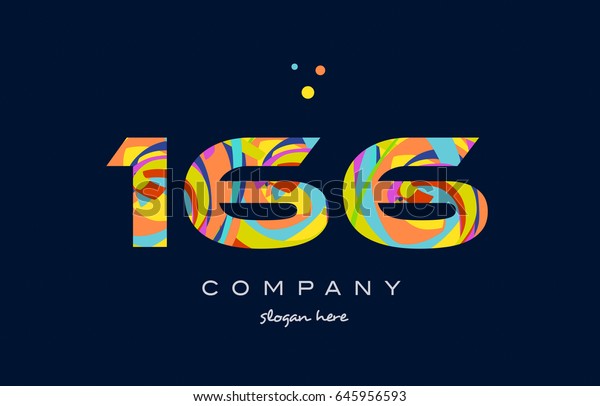 166 Number Digit Numeral Logo Colored Stock Vector (Royalty Free ...
