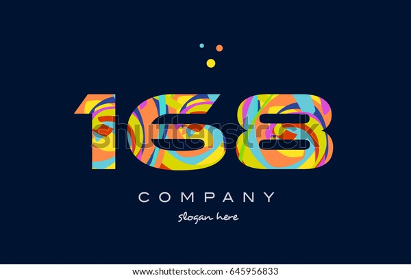 168 Number Digit Numeral Logo Colored: เวกเตอร์สต็อก (ปลอดค่าลิขสิทธิ์ ...