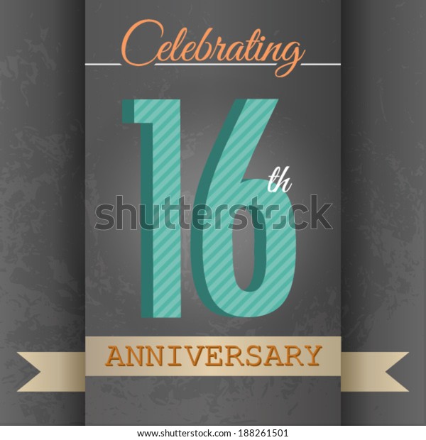 16th Anniversary Poster Template Design Retro Stock Vector (Royalty ...