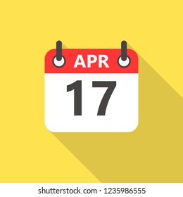 17 April Calendar Flat Style Icon Stock Vector (Royalty Free ...