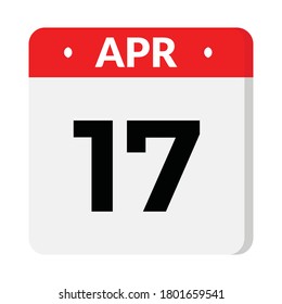 17 April Flat Style Calendar Icon Stock Vector (Royalty Free ...