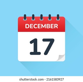 17 December Date On Flat Design Stock Vector (Royalty Free) 2161583927 ...