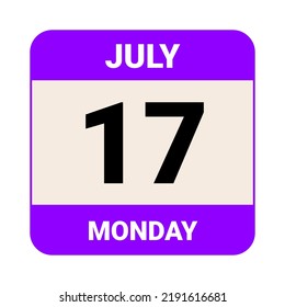 17 July Monday Date Template Useful Stock Vector (Royalty Free ...
