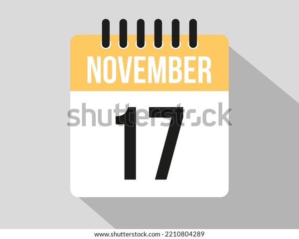 17 November Calendar Vector Icon Yellow Stock Vector (Royalty Free ...