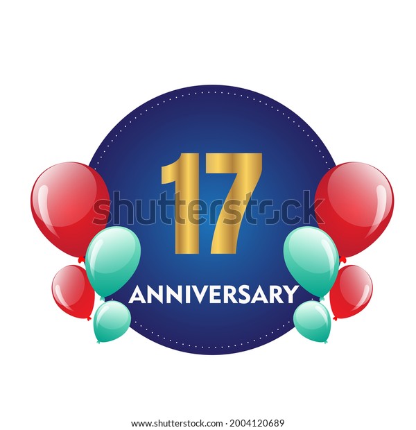 17 Year Anniversary Celebration Vector Design Stock Vector (Royalty ...