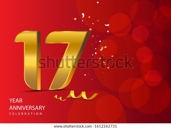17 Years Anniversary Celebration Vector Template Stock Vector (Royalty ...