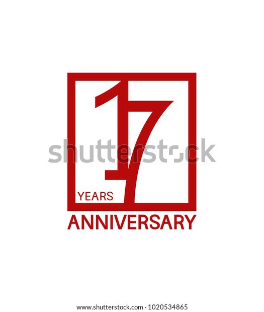 17 Years Anniversary Design Logotype Red Stock Vector (Royalty Free ...