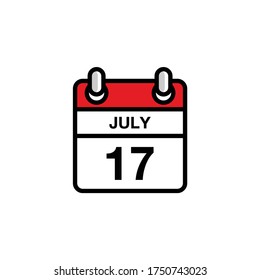 17th July Flat Day Month Calendar Stock Vector (Royalty Free ...