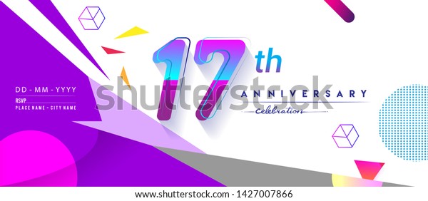 17th Years Anniversary Logo Vector Design Stock Vector (Royalty Free ...