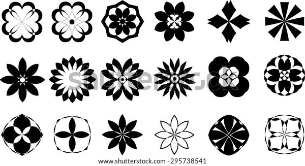 18 Flowers Shape Patterns Black White Stock Vector (Royalty Free ...