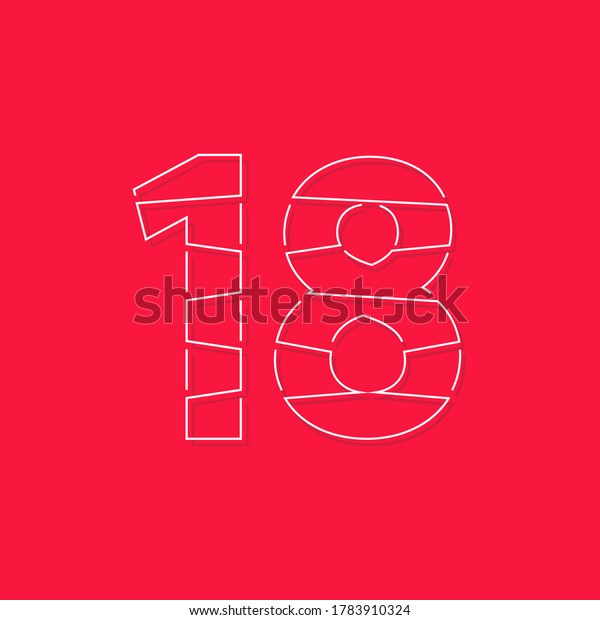 18 Font Linear Stroke Number Modern Stock Vector (Royalty Free ...