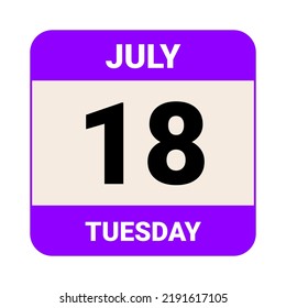 18 July Tuesday Date Template Useful Stock Vector (Royalty Free ...