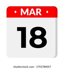 18 March Calendar Icon Vector Illustration Stock Vector (Royalty Free ...