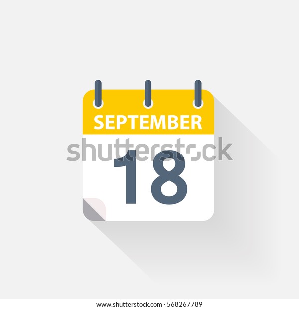 18 September Calendar Icon On Grey Stock Vector (Royalty Free ...