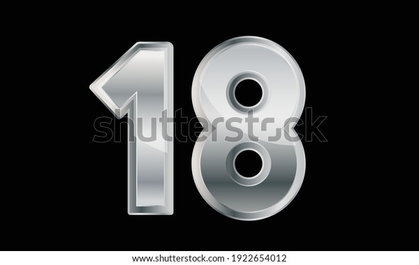18 Silver Elegant Modern 3d Number Stock Vector (Royalty Free ...
