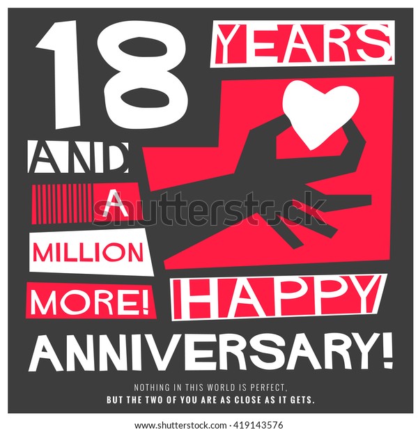 18 Years Happy Anniversary Vector Illustration Stock Vector (Royalty ...