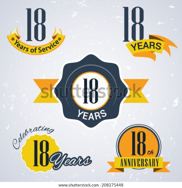 18 Years Service 18 Years Celebrating Stock Vector (Royalty Free) 208275448