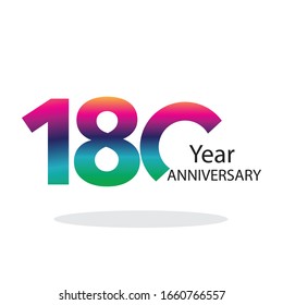 180 Year Anniversary Logo Vector Template: стоковая векторная графика ...