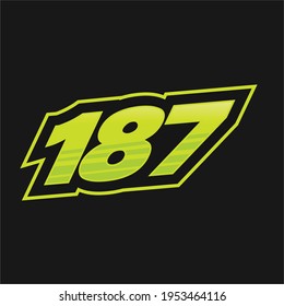 187 Number Racing Design Vector Stock Vector (Royalty Free) 1953464116 ...