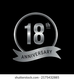 18th Anniversary Logo Silver Color Celebration Stock Vector (Royalty ...