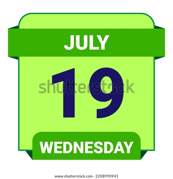 19 July Wednesday Date Template Useful Stock Vector (Royalty Free ...
